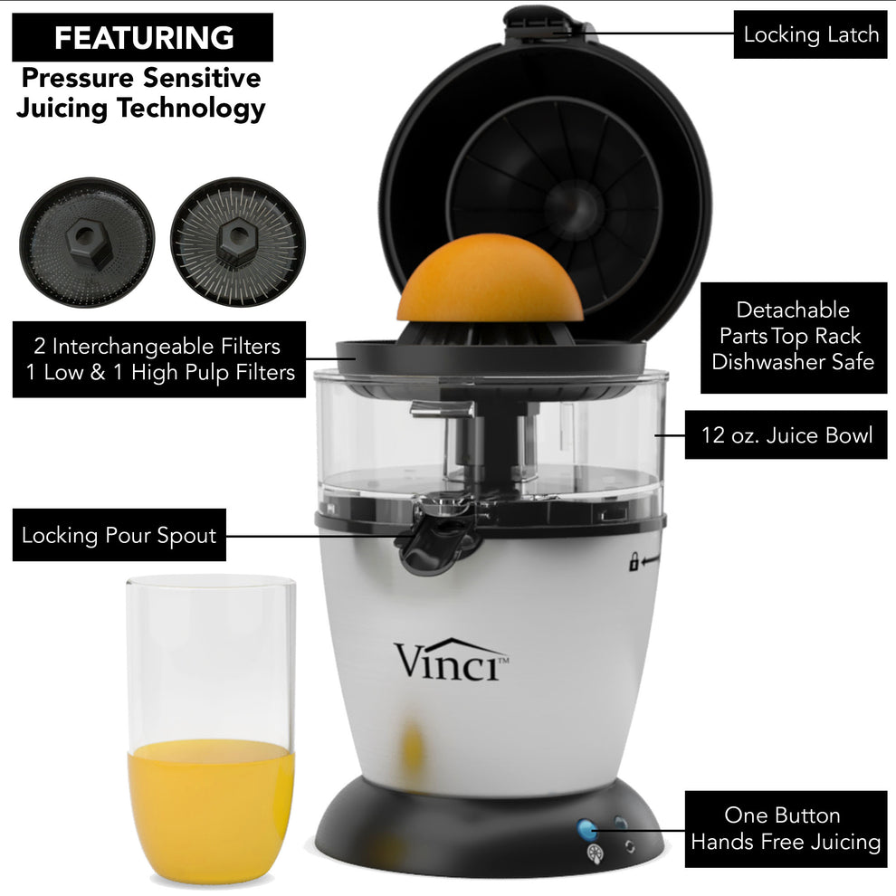 Vinci Hands-Free Citrus Juicer, Electric Stainless and Black – Vinci ...